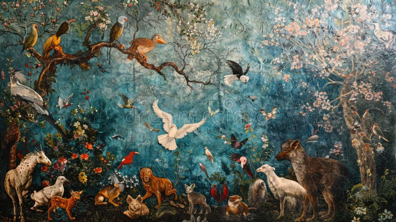 Delightful Scenes from the Garden of Eden Stock Illustration ...