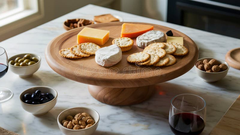Appetizing Cheese and Cracker Arrangement on a Kitchen Tray Stock ...