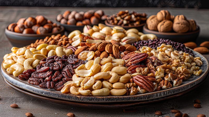 A Delightful Spread of Mixed Nuts, Including Peanuts, Brazil Nuts, and ...