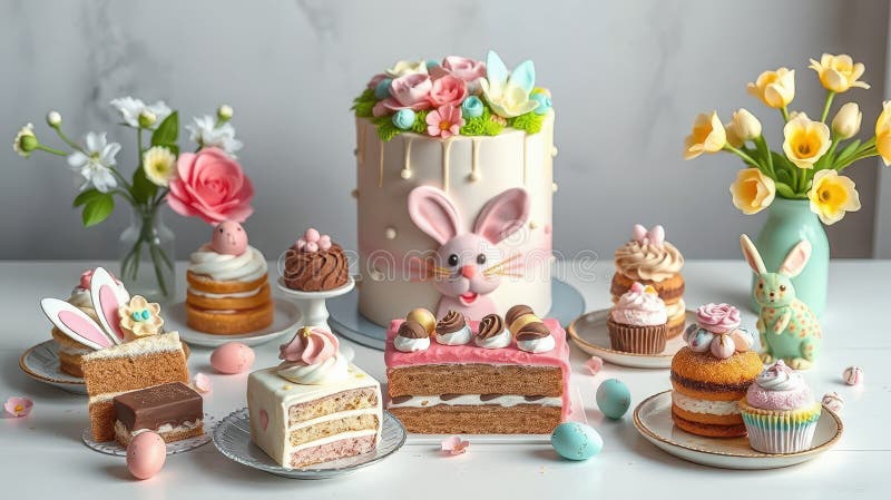 Delightful Spring Dessert Table Featuring an Array of Colorful Cakes ...
