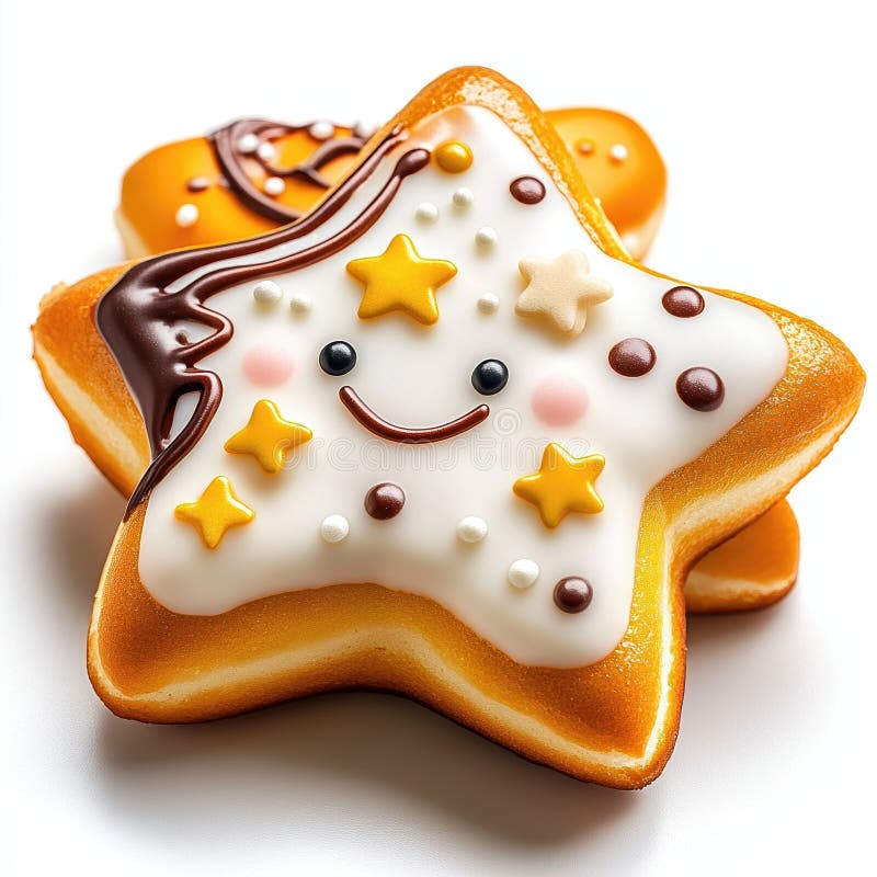 Delightful Star-Shaped Vanilla Donut with Icing Stock Illustration ...