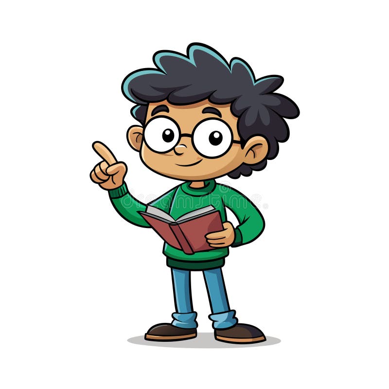 Delightful Studious Boy Character Stock Vector - Illustration of black ...