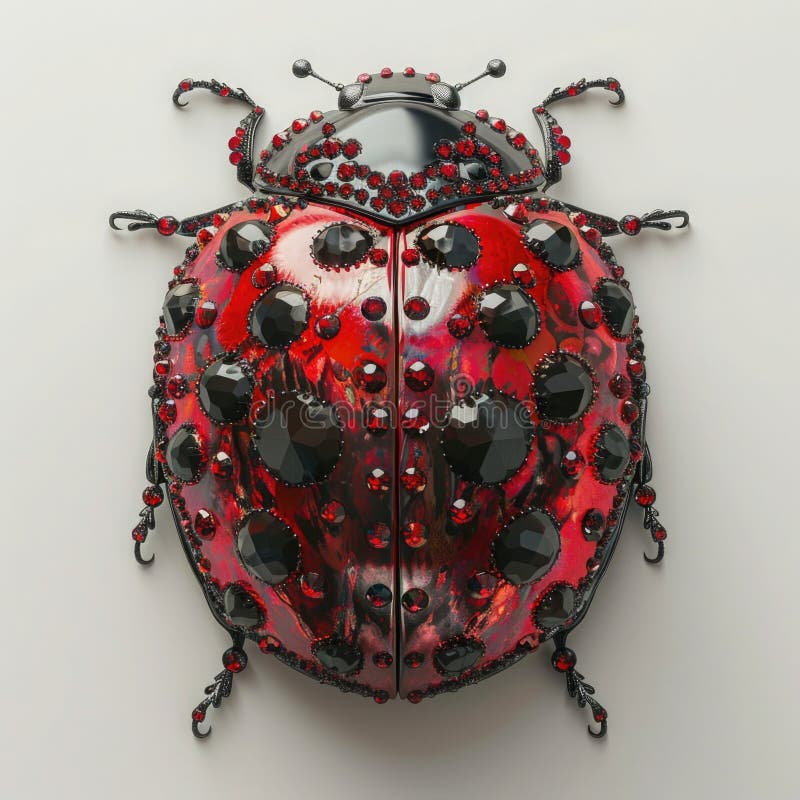 Delightful Top View of a Ladybug with Glossy Red and Jet-Black ...
