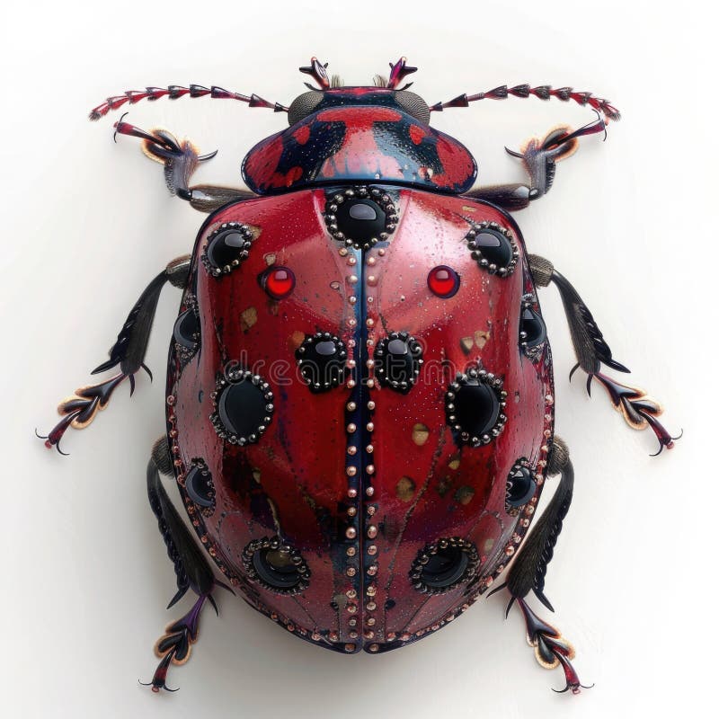 Delightful Top View of a Ladybug with Glossy Red and Jet-Black ...