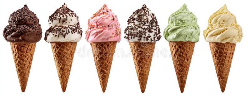 The Delightful Variety of Ice Cream Cones Featuring Multiple Flavors AI ...