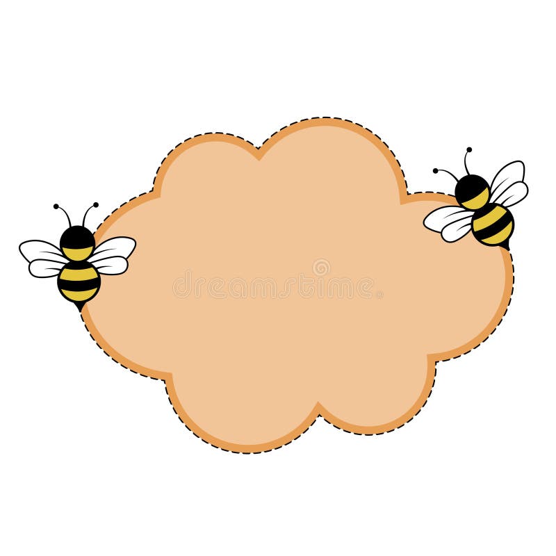 Bee Themed Note Paper Background with Cute Cloud Frame Vector ...