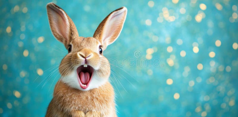 A Delightful White Pet Rabbit or Bunny, Smiling and Laughing, with a ...