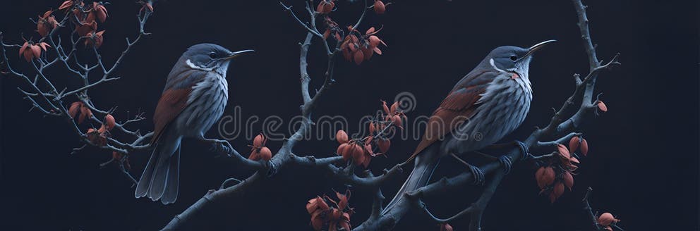 Delightfully Beautiful Nightingale Bird on a Flowering Tree in Spring ...