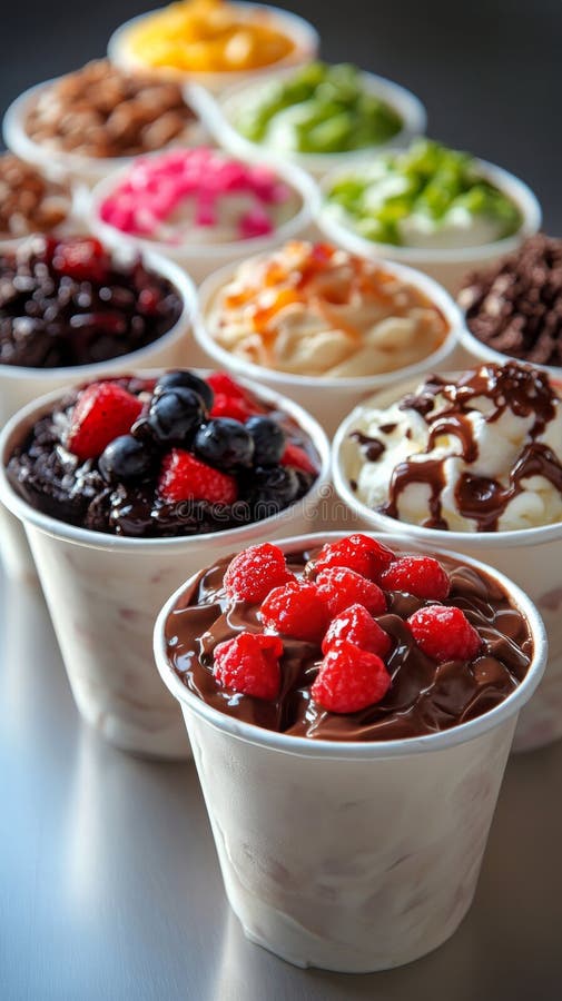 Delights of Assorted Dessert Cups Featuring an Array of Toppings and ...
