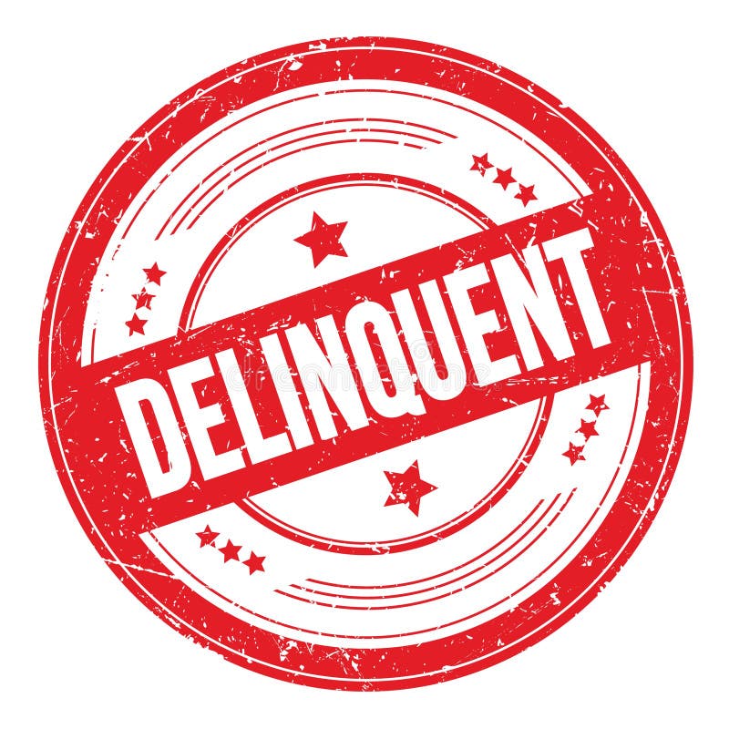DELINQUENT Text on Red Round Grungy Stamp Stock Illustration ...