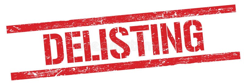 DELISTING Text on Red Grungy Rectangle Stamp Stock Photo - Image of ...