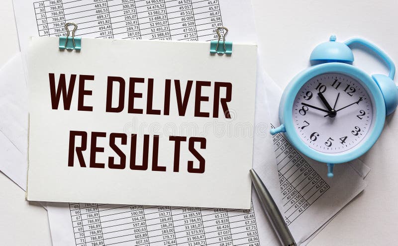 We Deliver Results Concept , the Text is Written on a Notebook that ...