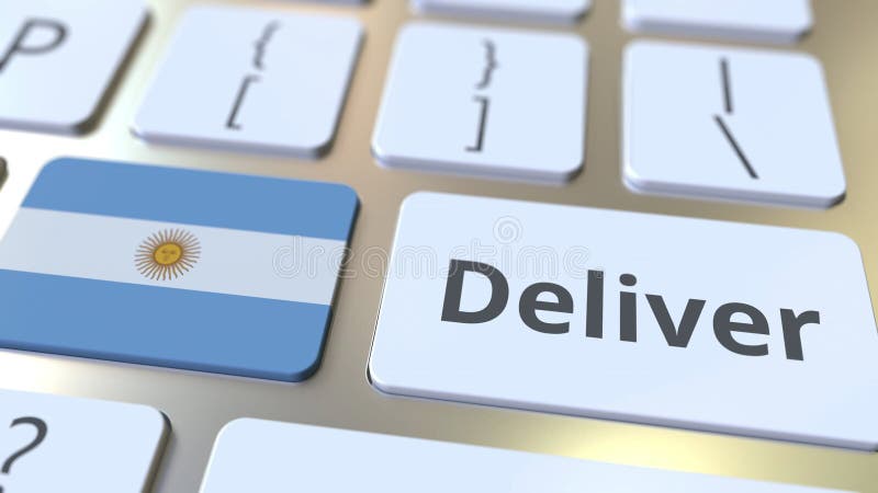 Deliver Text and Flag of Argentina on the Computer Keyboard. Logistics ...
