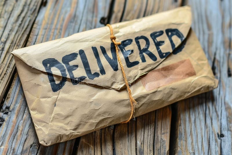 DELIVERED Text on Green Grungy Round Rubber Stamp Stock Illustration ...