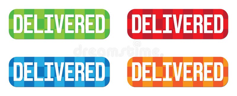 DELIVERED Text, on Rectangle, Zig Zag Pattern Stamp Sign. Stock ...