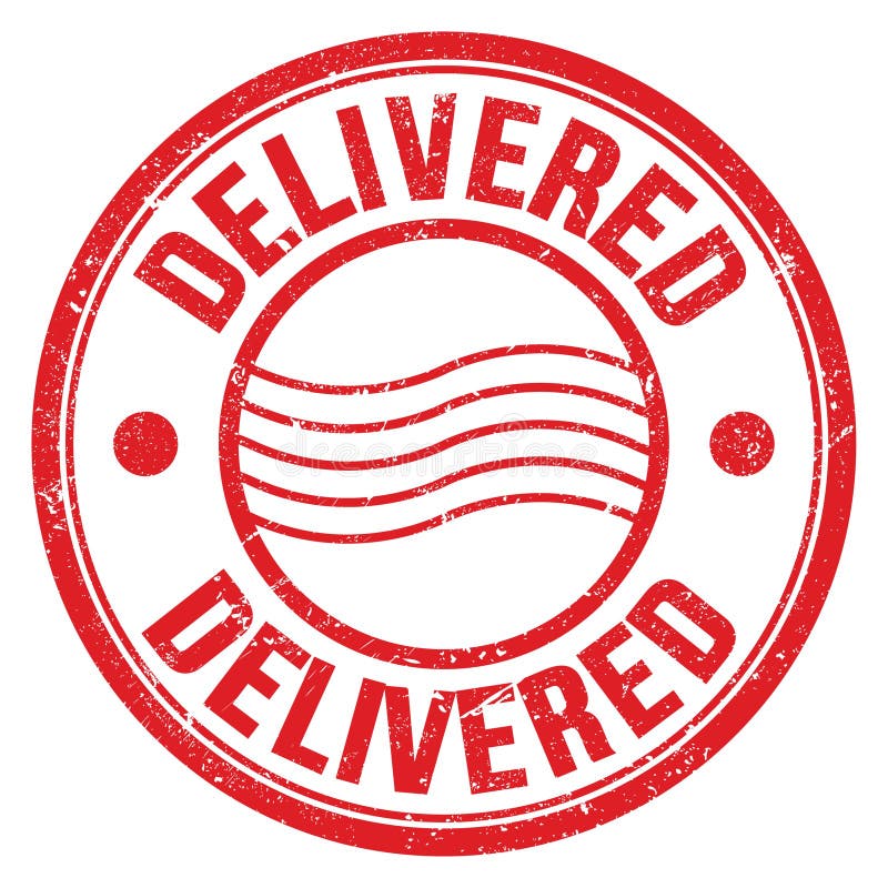 DELIVERED Text Written on Red Round Postal Stamp Sign Stock ...