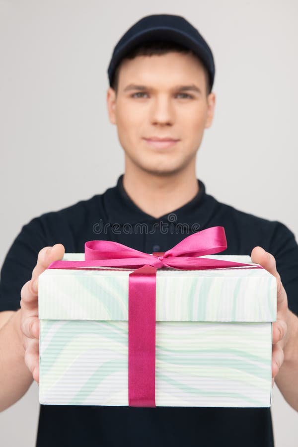 Delivering a present. stock photo. Image of messenger - 32585998