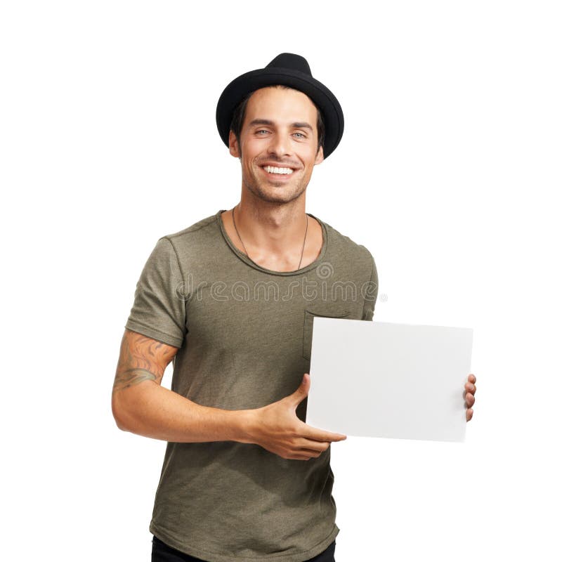 Delivering Your Message with a Smile. a Handsome Young Man Holding a ...