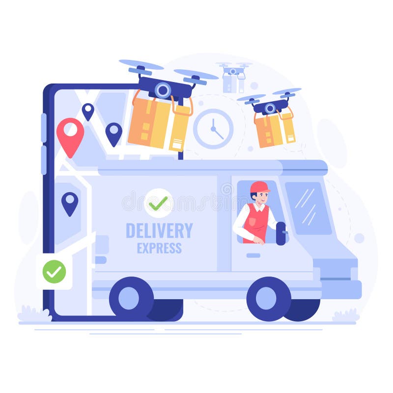 Delivery Service Concept. Vector Illustration in Flat Style. Online ...