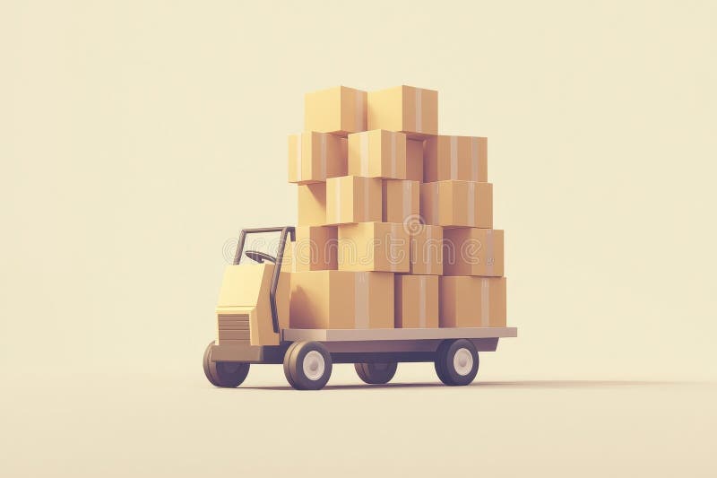 Delivery Action Using Hand Truck for Moving Boxes in Warehouse ...