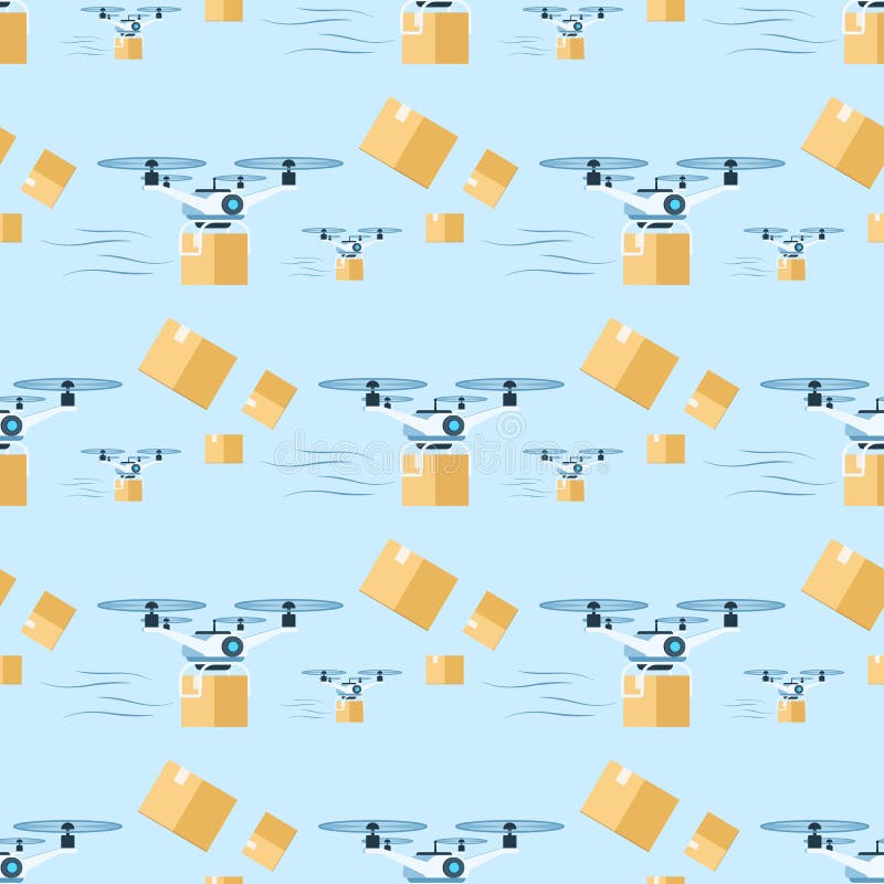 Delivery Air Drone Flying with Package Pattern Stock Vector ...
