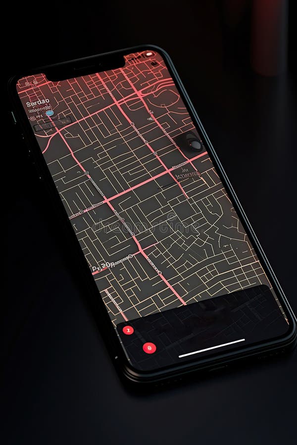A Delivery App Map Showing the Street on Phone. Generative AI Stock ...