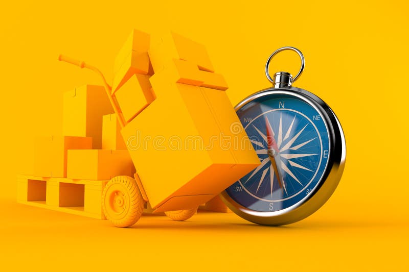 Compass orange color stock vector. Illustration of northeast - 80385059