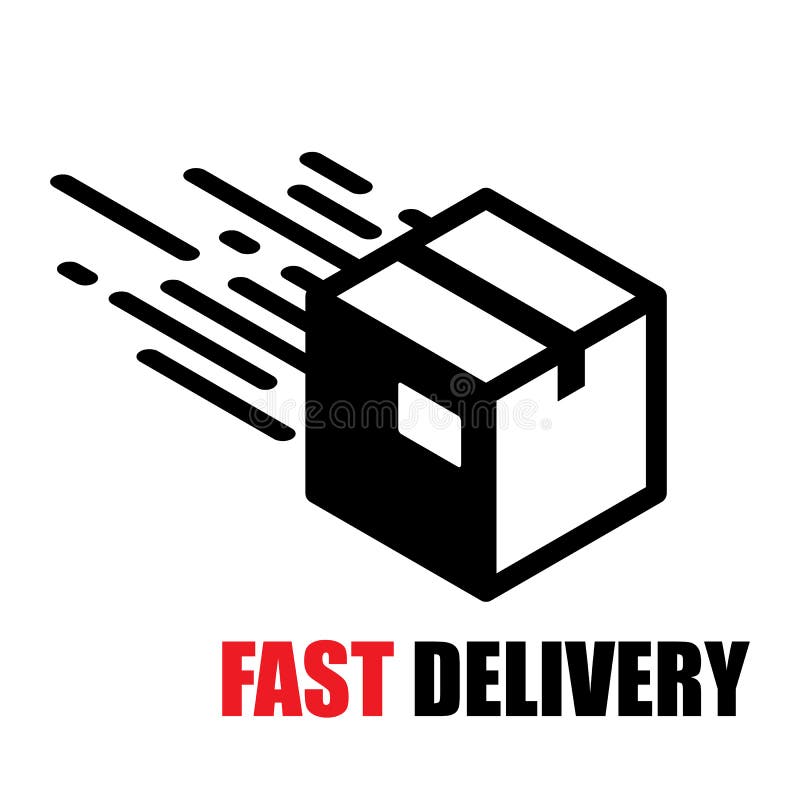 Delivery Black Box with Fast Lines. Fast Delivery Service Postbox Icon ...