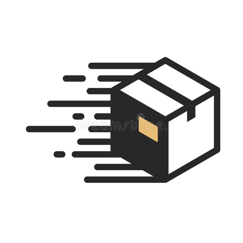 Delivery Black Box with Fast Lines. Fast Delivery Service Postbox Icon ...