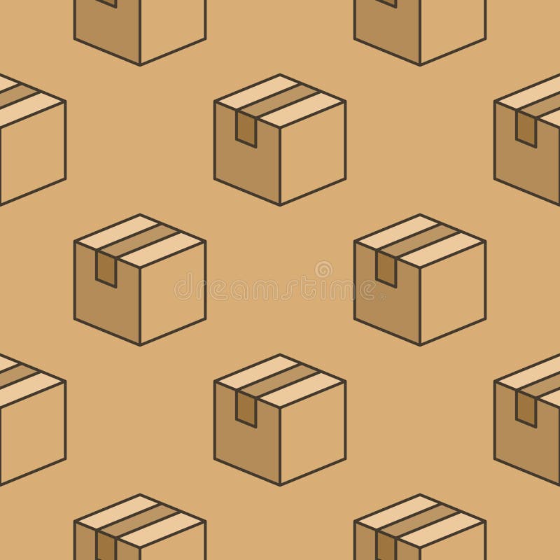 Delivery Box Background, Cargo Package Seamless Pattern. Various Open ...