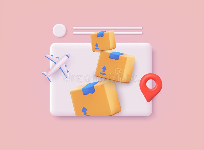 Delivery Box Coming Out from Screen. Delivery Package Shipping. Online ...