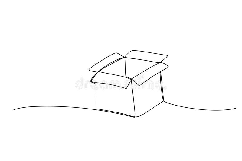 Delivery Box Continuous Line Sketch. Package Outline Icon Stock Vector ...