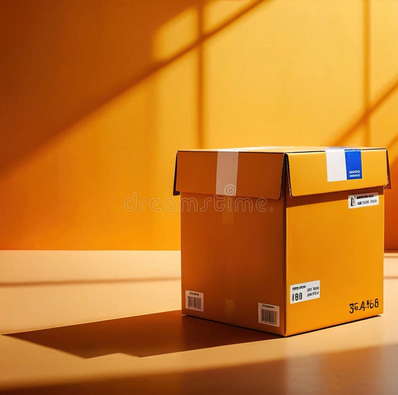 Delivery Box Parcel Made of Yellow Cardboard Stock Illustration ...