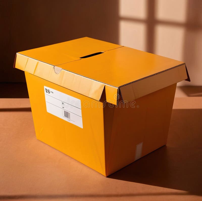 Delivery Box Parcel Made of Yellow Cardboard Stock Illustration ...