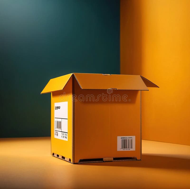 Delivery Box Parcel Made of Yellow Cardboard Stock Illustration ...