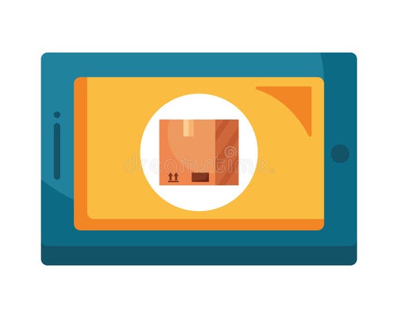 Delivery box in tablet stock vector. Illustration of recyclable - 283936475