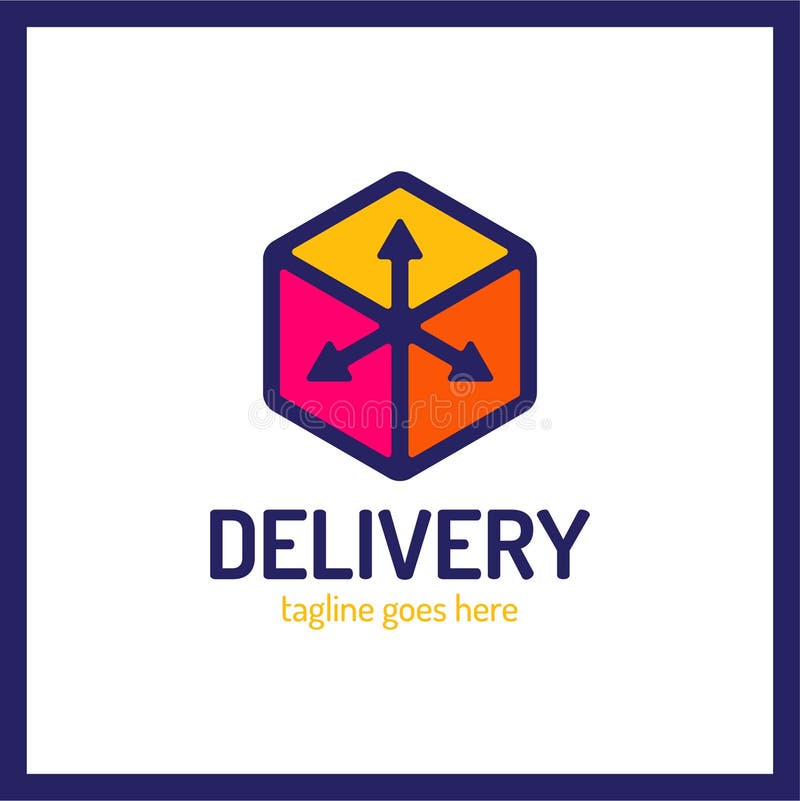 Delivery Box Three Arrow Logotype. Colorful Style Stock Illustration ...