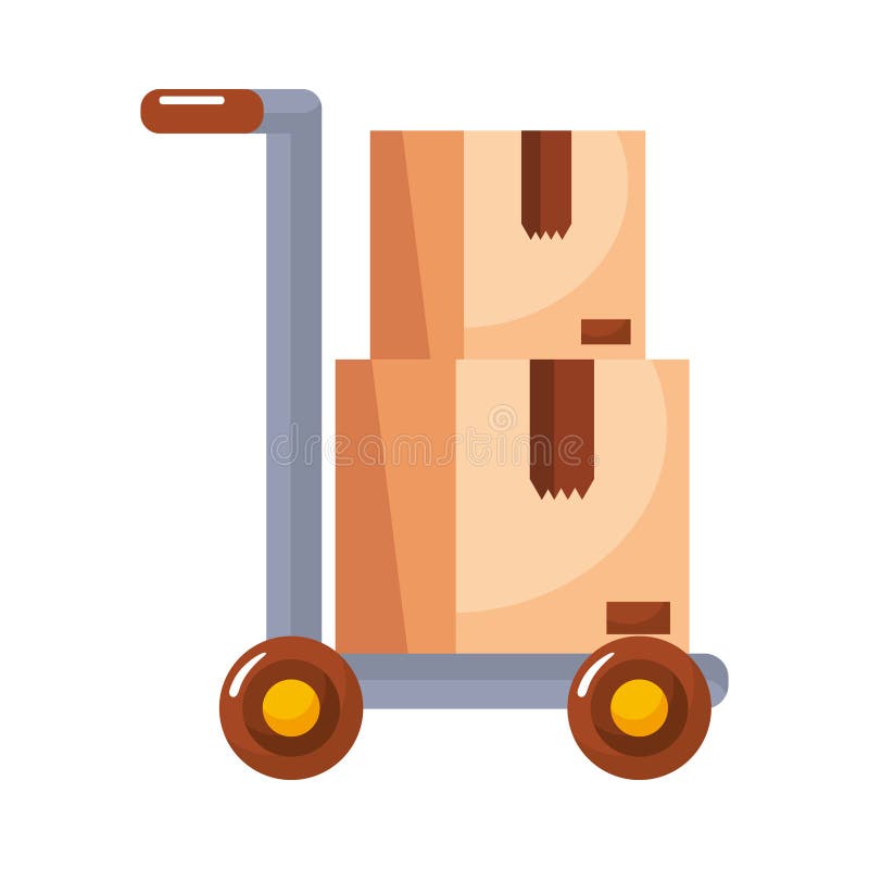 Delivery boxes in cart stock vector. Illustration of wheels - 283996168