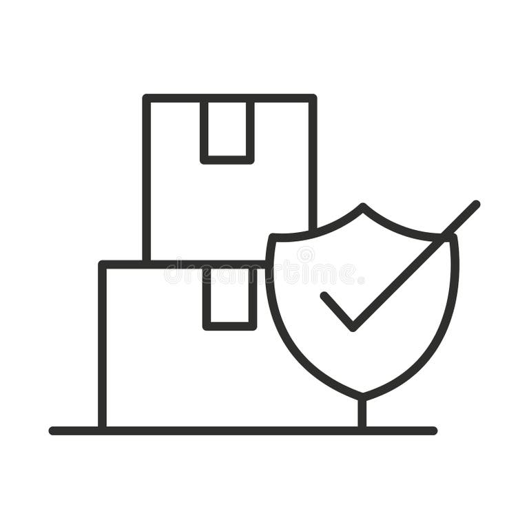 Delivery Boxes with Check Mark Line Style Design Stock Vector ...