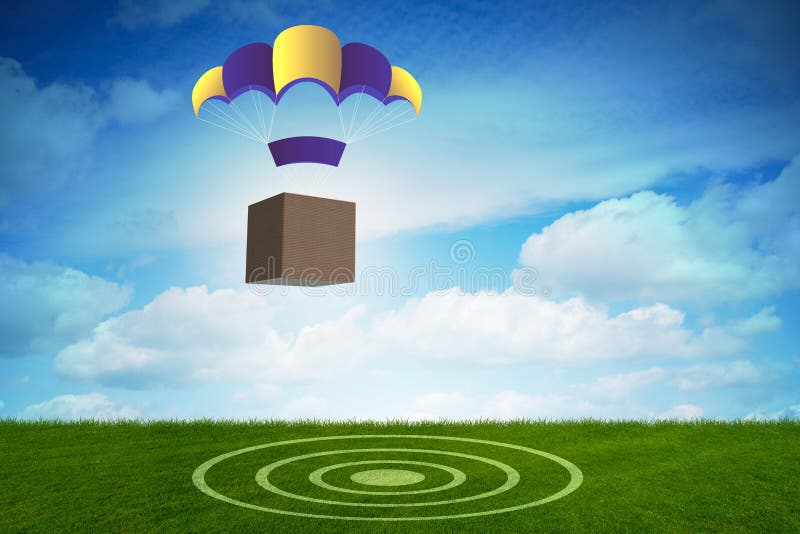 The Delivery of Boxes Concept with Parachute Stock Illustration ...
