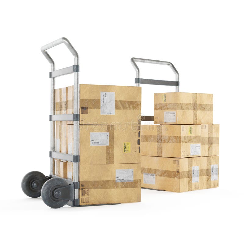 Delivery Boxes on a Hand Truck Stock Photo - Image of delivery, cart ...