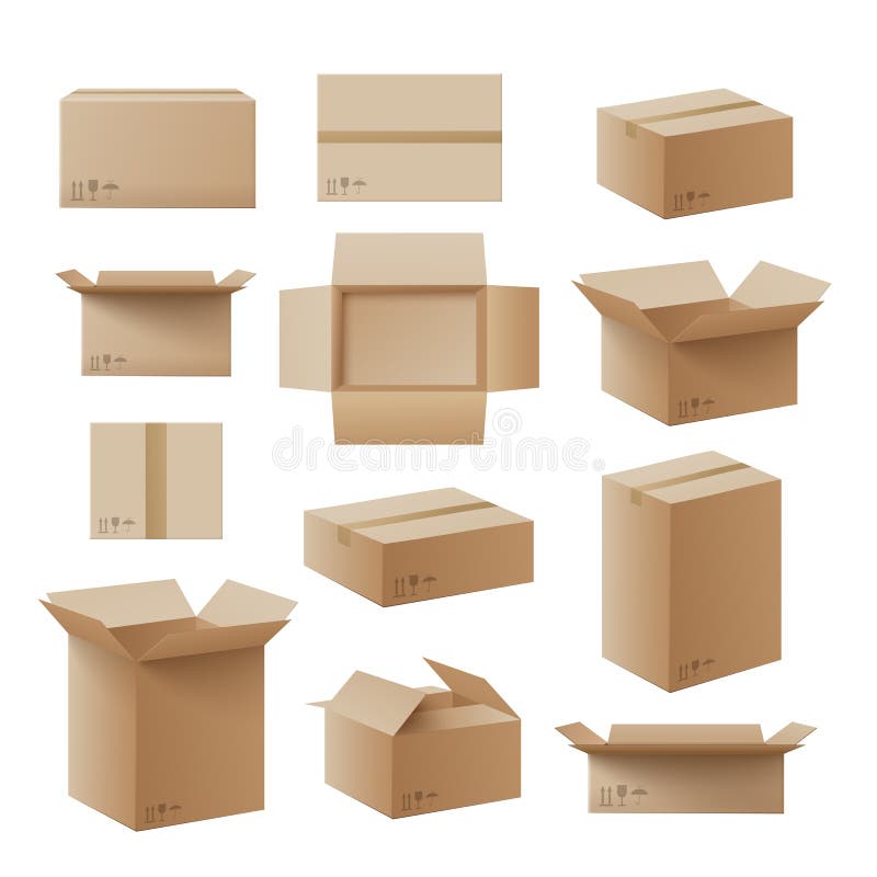 Parcel Packaging Isometric Packaging Boxes Set Stock Vector ...