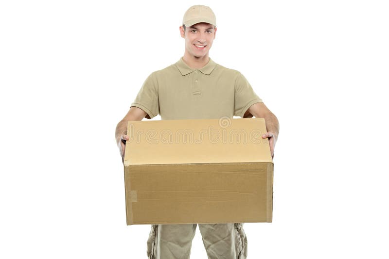 A Delivery Boy Carrying a Box Stock Image - Image of deliver, male ...