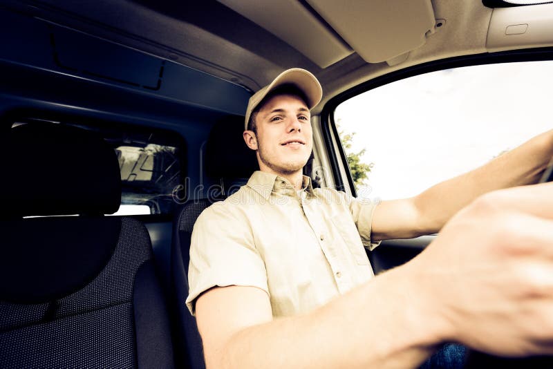 Delivery Boy Driving stock image. Image of germany, order - 89736155