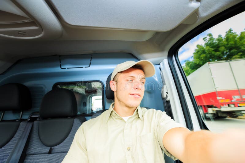 Delivery Boy Driving stock image. Image of fast, transport - 97193579