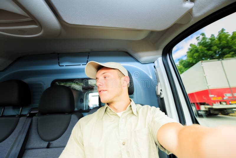 Delivery Boy Driving stock photo. Image of happy, service - 88767224