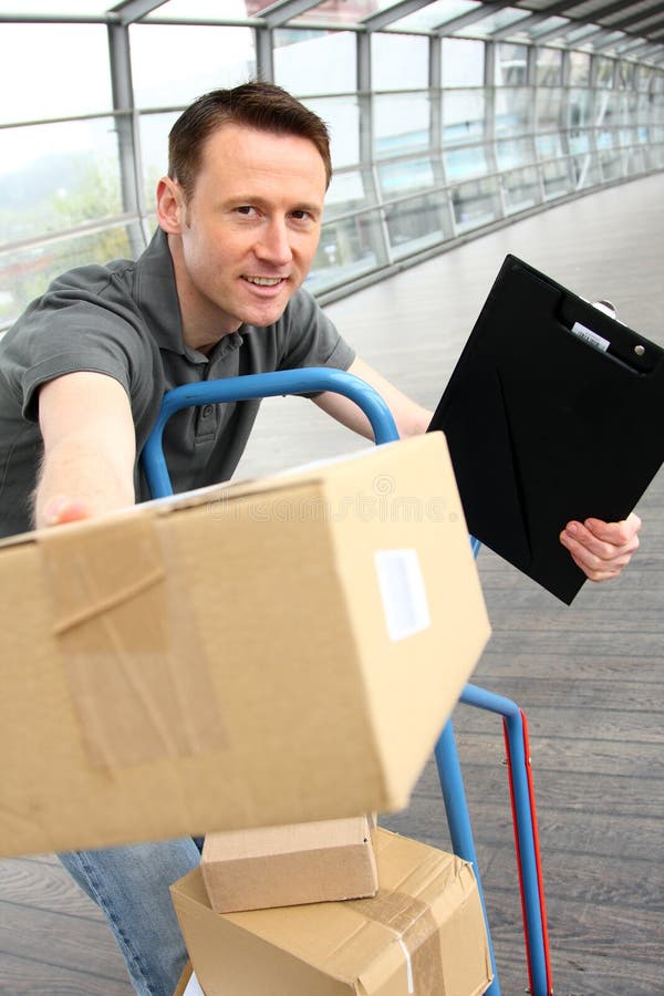 Delivery Boy stock photo. Image of daytime, care, cart - 89735478