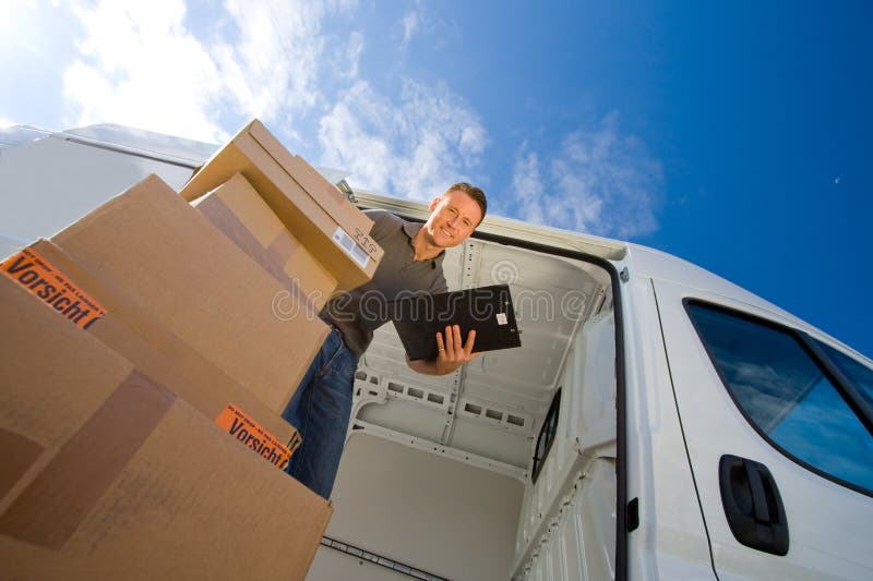 Fast Delivery Van stock photo. Image of mailman, shipping - 95648692