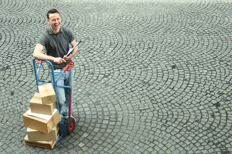 Delivery Boy stock photo. Image of town, male, packet - 89735700