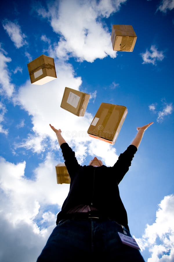 Delivery Boy with Parcels stock image. Image of merchandise - 85441013